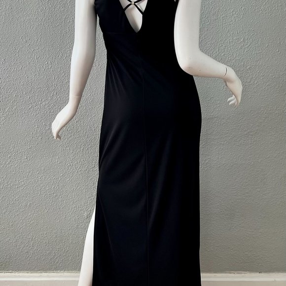 Dresses | Vintage 9s Black Y2k Plunging Backline Wiggle Cocktail Party ...